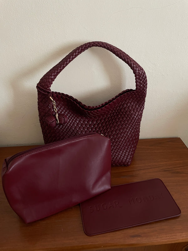 POPPY SHOULDER BAG - BURGUNDY – Sugar Monday